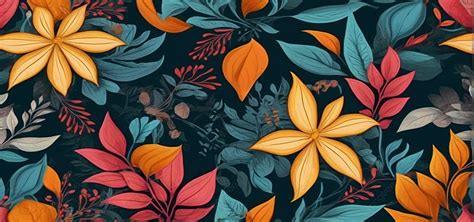 Beautiful Flower And Leafs Pattern Background Flower Leafs Pattern