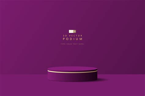 고급 보라색 3d 실린더 연단 제품 디스플레이 프레젠테이션을 위한 사실적인 받침대 무대 모형을 위한 최소한의 장면 무대 쇼케이스