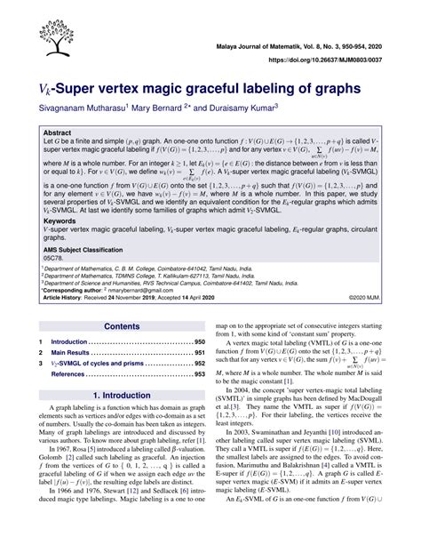 Pdf V K Super Vertex Magic Graceful Labeling Of Graphs