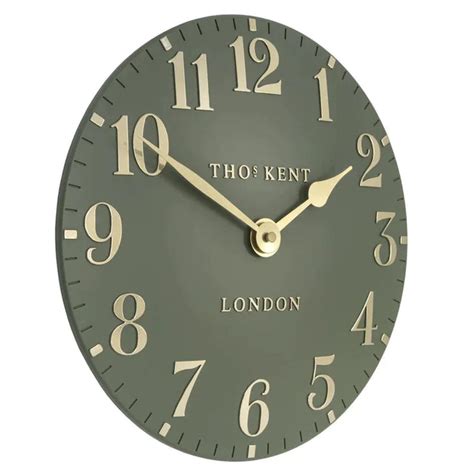 Thomas Kent 6 Arabic Lichen Green Mantle Clock — Maple Ts