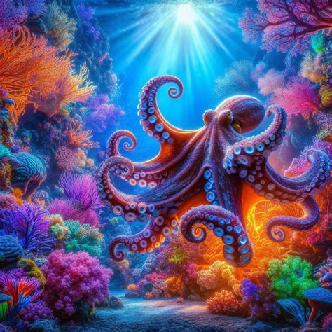 Colorful Octopus Digital Art Pinterest Image Colorful Octopus Art