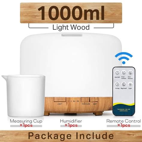 Ultrasonic Essential Oil Diffuser With Remote Control And Led Lights 300ml 500ml 1000ml