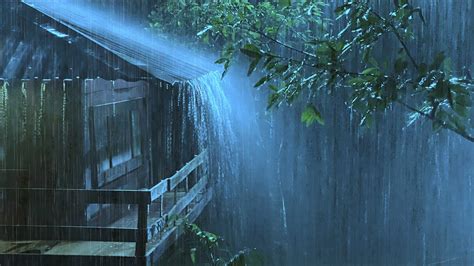 Goodbye Stress To Sleep Instantly With Heavy Rain And Thunder On Old