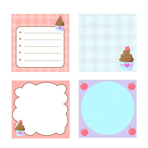 귀여운 만화 초콜릿 컵케이크 아이스크림 메모와 메모 그림 벡터 메모 노트 종이 Png 일러스트 및 벡터 에 대한 무료 다운로드 Pngtree