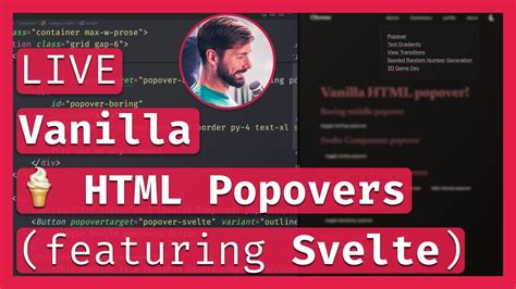Vanilla Html Popovers In 2 Lines Of Code Featuring Svelte 🍦🎥 Live Coding And Chill 🔴 Youtube
