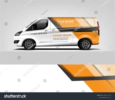 Red Van Wrap Design Abstract Geometric Stock Vector Royalty Free