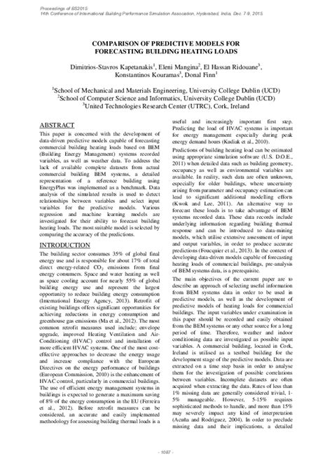 Pdf Comparison Of Predictive Models For Forecasting Building Heating And Cooling Loads