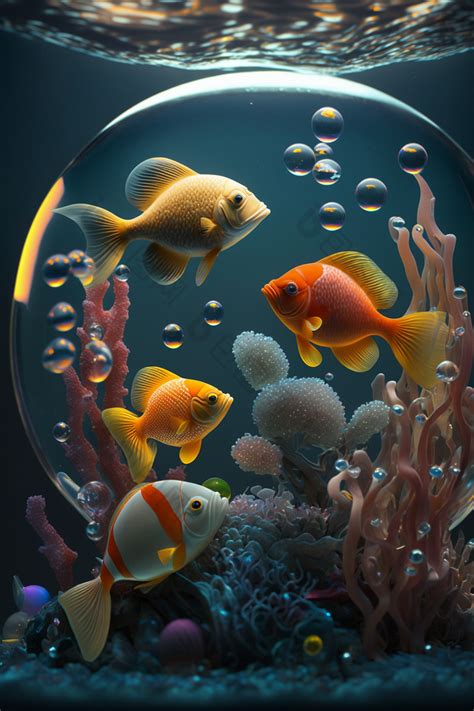 海底世界小鱼泡泡光滑细节插画图片 包图网