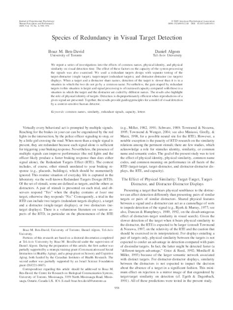 Pdf Species Of Redundancy In Visual Target Detection