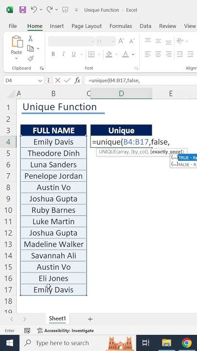 Excel Formulas And Tricks In One Minute Unique Function In Excel To
