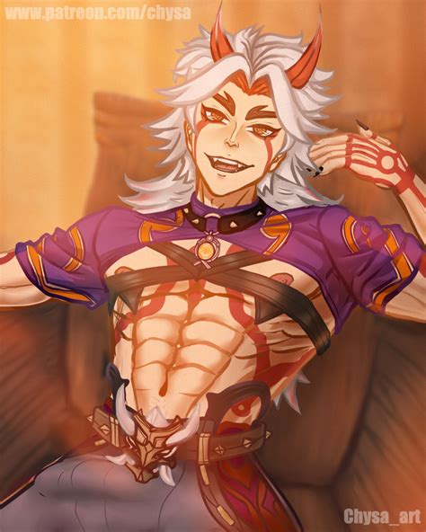 Rule 34 Abs Arataki Itto Boner Bulge Chysa Art Genshin Impact Horns