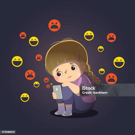 암실에 혼자 앉아 온라인 괴롭힘의 슬픈 소녀 피해자의 벡터 일러스트 만화 소녀에 대한 스톡 벡터 아트 및 기타 이미지 소녀 울음 인터넷 Istock