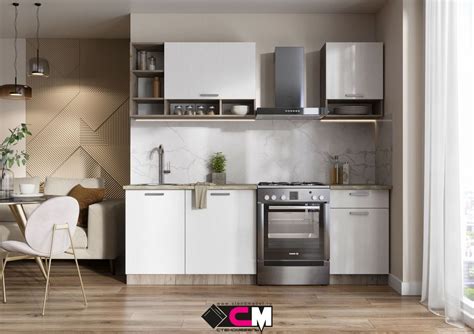 Купить Кухонный гарнитур Рицца 1 6 м Белый текстура Дуб крафт серый Стендмебель в Минске