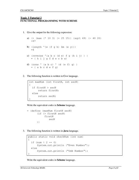 Csc305 Topic 3 Tutorial Cs110csc305 Topic 3 Tutorial 2 Universiti