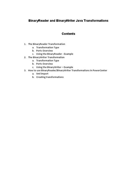 Binary Reader And Binary Writer Java Transformations Pdf Computer