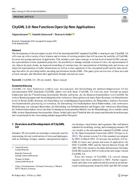 Pdf Citygml 30 New Functions Open Up New Applications Thomas H Kolbe