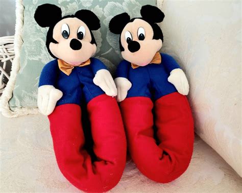 Mickey Mouse Slippers Adult Vintage Mickey Mouse Plush Slippers Novelty