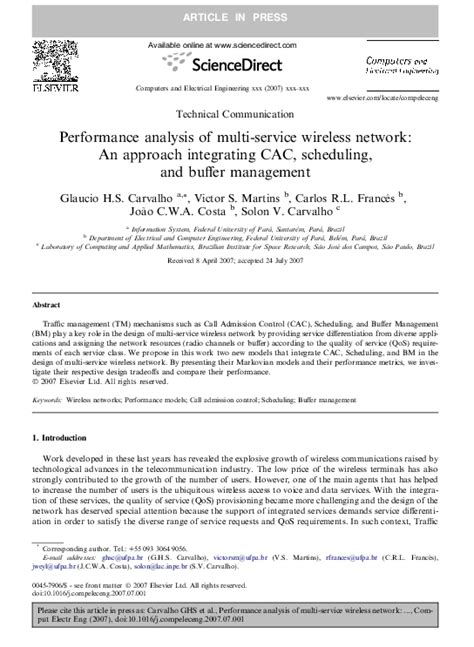 Pdf Performance Analysis Of Multi Service Wireless Network An Approach Integrating Cac