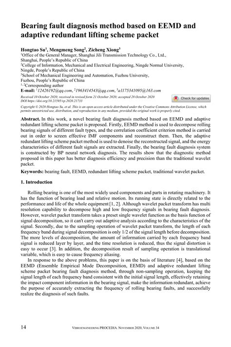Pdf Bearing Fault Diagnosis Method Based On Eemd And Adaptive Redundant Lifting Scheme Packet
