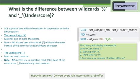 Difference Between Wildcards ‘ And ‘ Underscrore In Sql Youtube