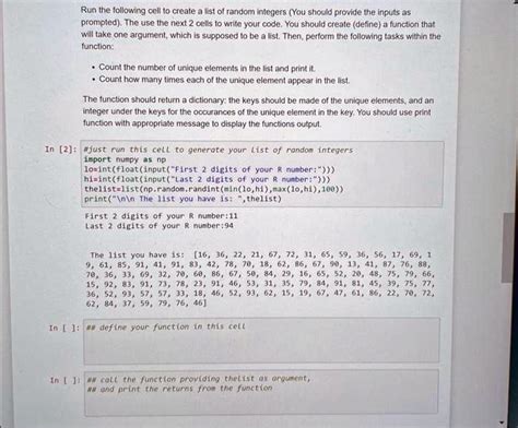 Solved Texts Run The Following Cell To Create A List Of Random Integers You Should Provide