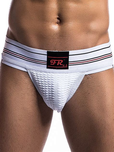 Mens 3 Inch Striped Belt Butt Revealing Jockstrap Triniful