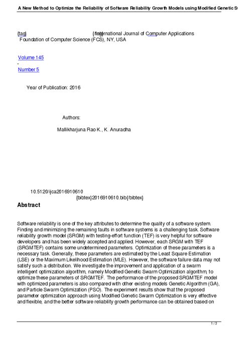 Pdf A New Method To Optimize The Reliability Of Software Reliability
