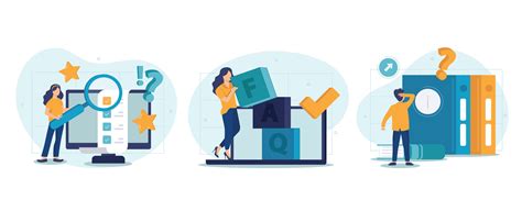 Frequency Asked Questions And Helpdesk Illustration Set Characters Contacting With Helpdesk