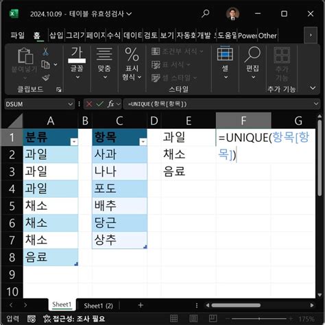엑셀 데이터 유효성 검사 목록에 자동으로 추가하기 목록자동추가 엑셀 실력 향상 네이버 블로그