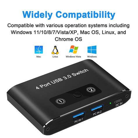 4 Port USB 3 0 Switcher 2 In 4 Out USB KVM Switch Computer Sharer For Mouse Keyboard Printer