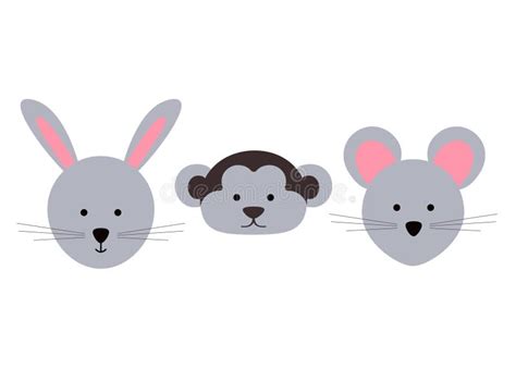 Chinese Zodiac Animal In Flat Style Rabbit Mouse Monkey Vector