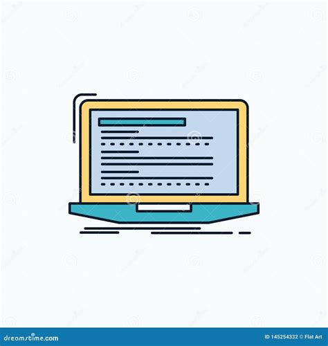 code coding computer monoblock laptop flat icon green and yellow