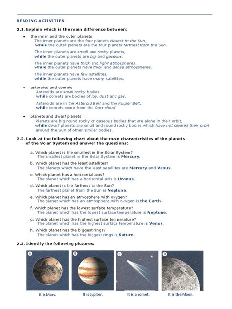 The Solar System Answer Key Pdf Solar System Natural Satellite