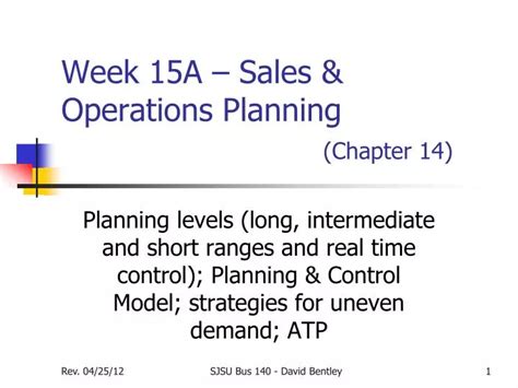 Ppt Week 15a Sales And Operations Planning Chapter 14 Powerpoint