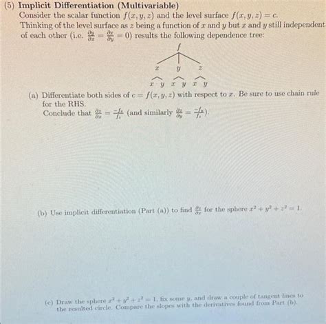 Solved Implicit Differentiation Multivariable Consider The