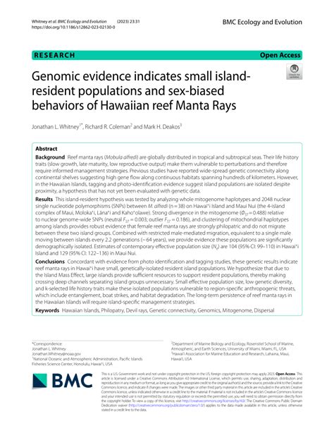 Pdf Genomic Evidence Indicates Small Island Resident Populations And