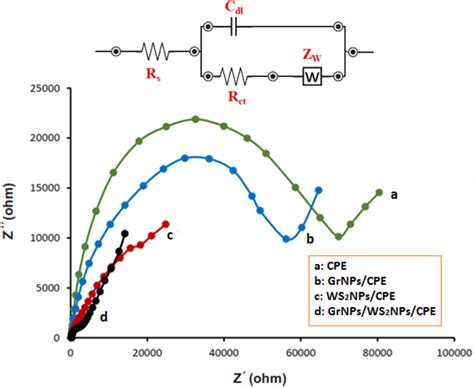 Nyquist Plots Of The Bare Cpe A Grnpscpe B Ws2npscpe C And Download Scientific