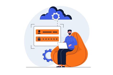 Cloud Data Center Web Concept With Character Scene Vector Illustration Stock Illustration