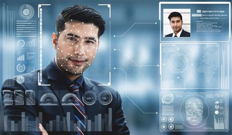 Facial Recognition Technology Scan And Detect People Face For Identification Stock Illustration
