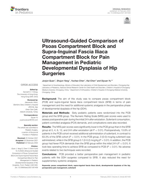 Pdf Ultrasound Guided Comparison Of Psoas Compartment Block And Supra Inguinal Fascia Iliaca