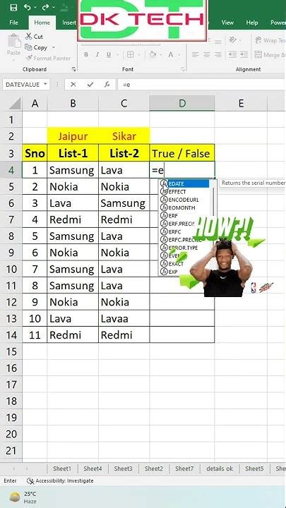 How To Match Data In Excel True False Shorts Youtubeshorts Howto Youtube