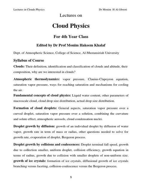Cloud Physics By Monim Pdf Nucleation Cloud