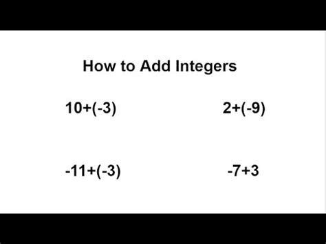 How To Add Integers Addition Of Integers Integers Addition Rules