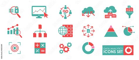 Set Of Data Analytics Icons Data Analytics Icon Set Solid Icons Vector Collection Stock