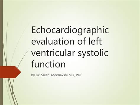 Lv Systolic Function Pptx