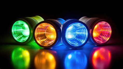 Six Colors Colorful Led Lights In Different Sizes And Backgrounds Psd