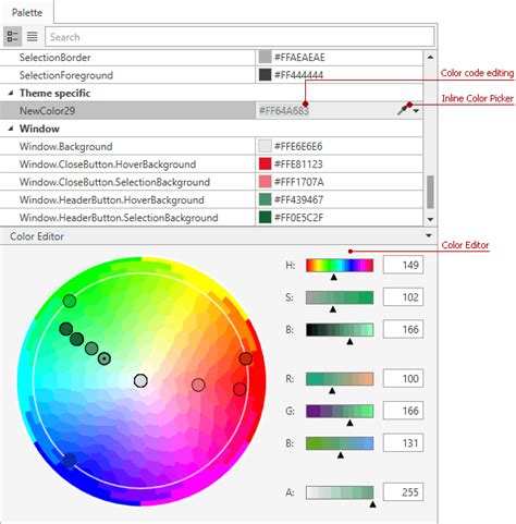 Palette Window WPF Theme Designer DevExpress Documentation