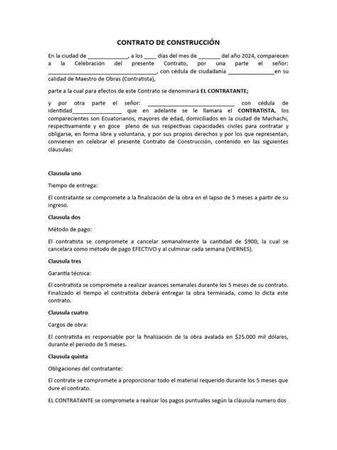 Contrato De ConstrucciÓn Pdf