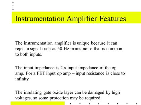 Feature Of Instrumentation Amplifier