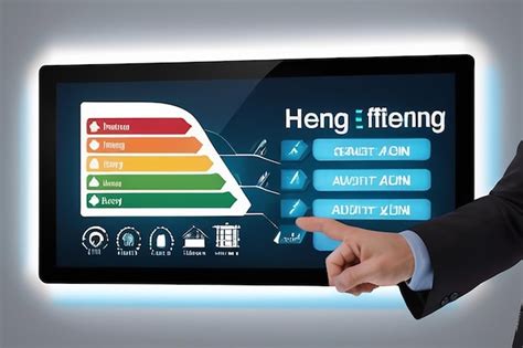 Energy Efficiency Concept Businessman Touching Virtual Screen Of Energy